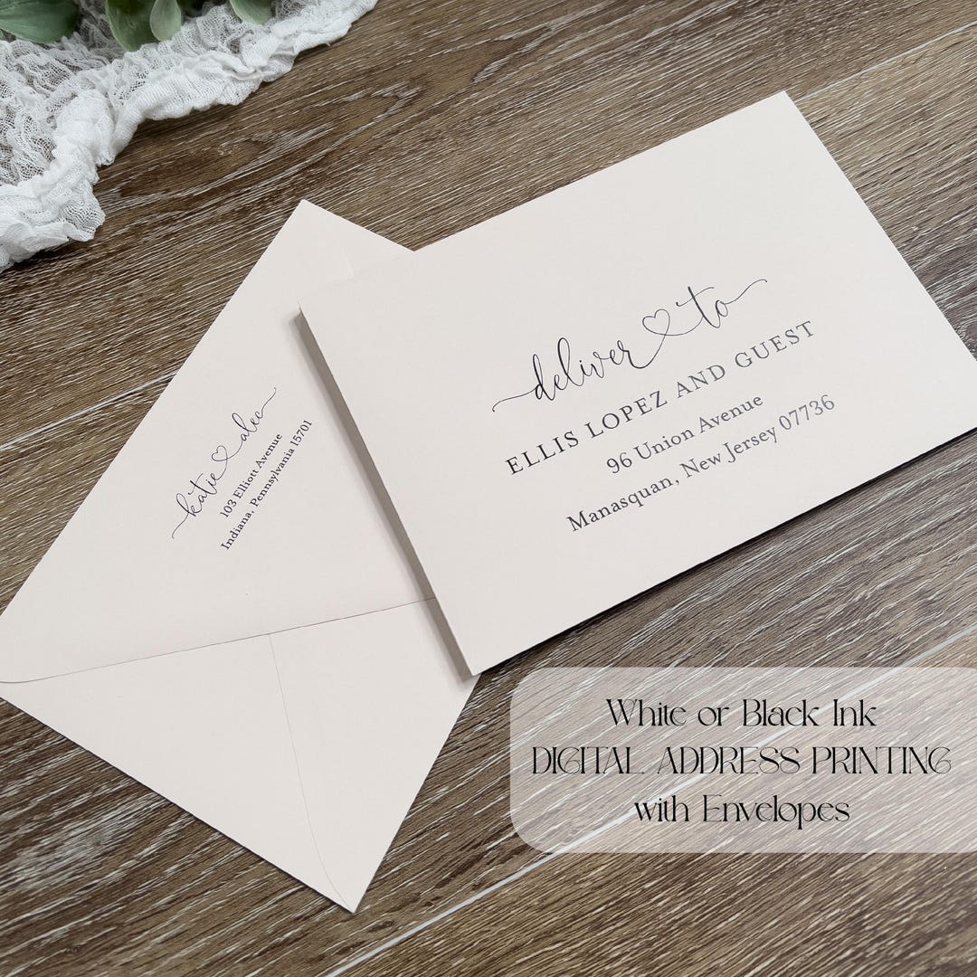 Envelope Address Printing Service, Digital Calligraphy in White or ...
