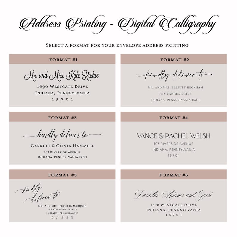 Envelope Address Printing Service: Digital Calligraphy, Colored ...