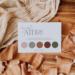 Customized Wedding Guest Color Palette Attire Cards, Printed, Attendee ...