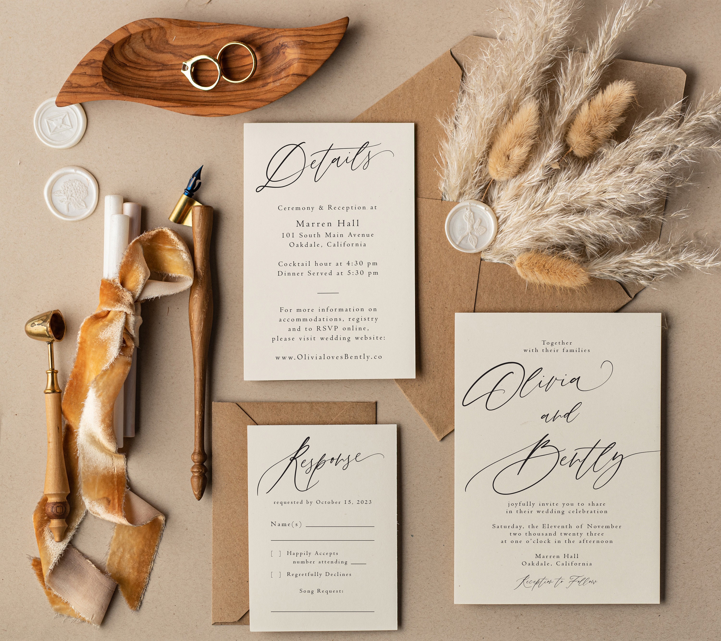 Natural Wedding Invitations Formal Wedding Invitation - Etsy