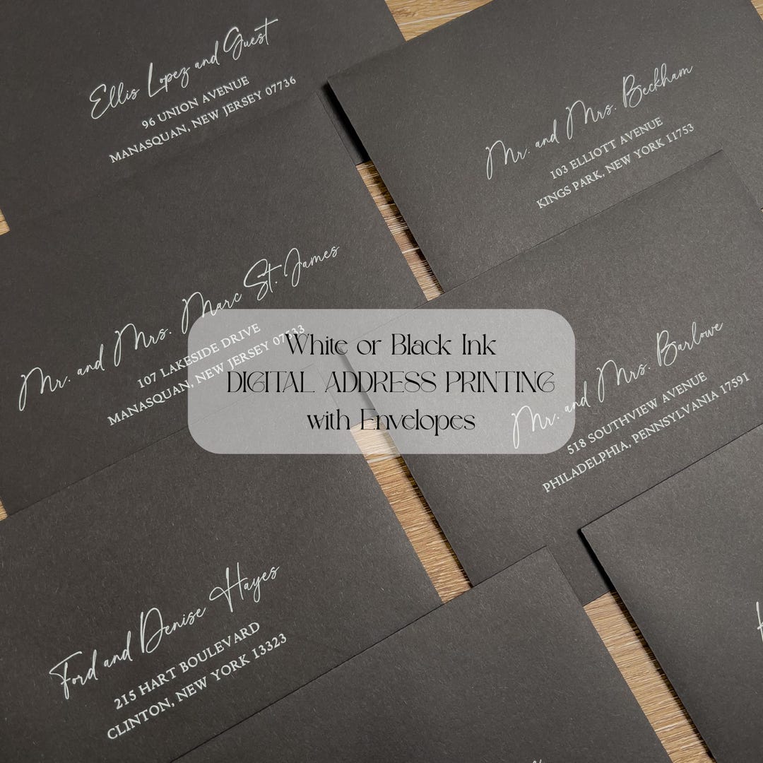 Envelope Address Printing Service, Digital Calligraphy in White or ...