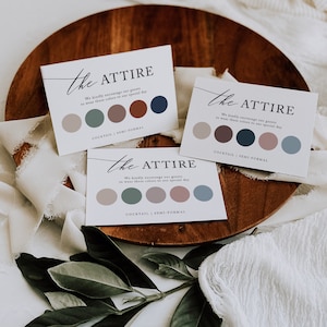 Customized Wedding Guest Color Palette Attire Cards, Printed, Attendee ...
