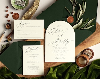 Arch Acrylic Gold Wedding Invitations Greece Olive Wedding - Etsy