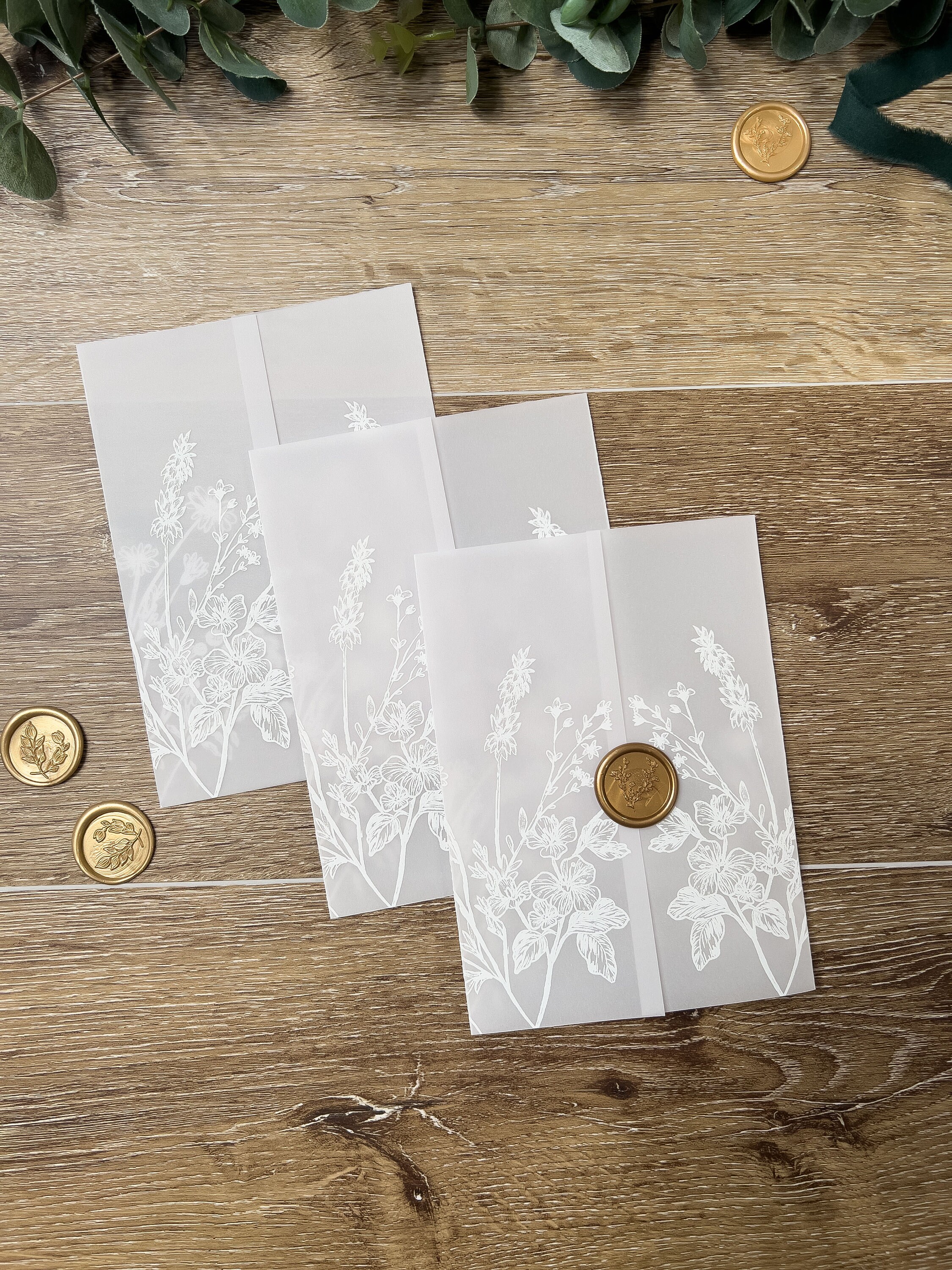 Vellum Wedding Invitation Jacket: Wildflower Print, 5x7 Translucent ...