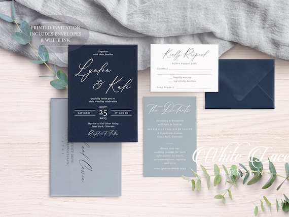 Invitaciones Azules Y Blancas