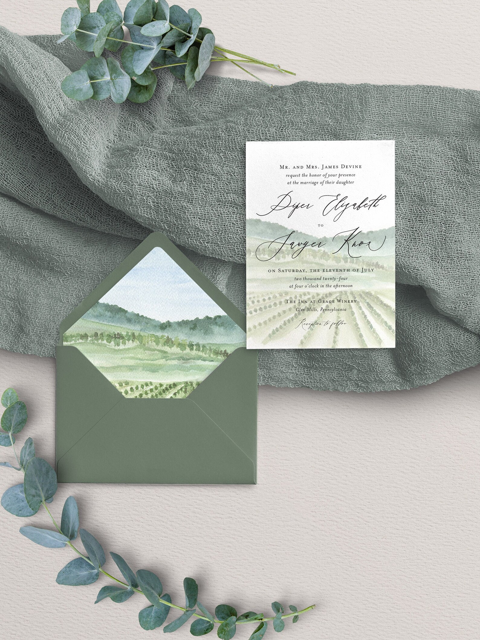 Winery Wedding Invitation Vineyard Wedding Romantic - Etsy