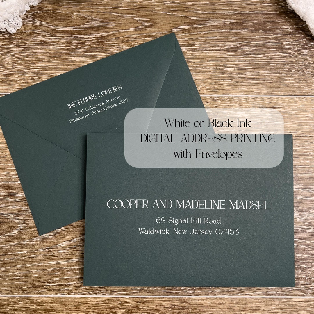 Envelope Address Printing Service, Digital Calligraphy in White or ...