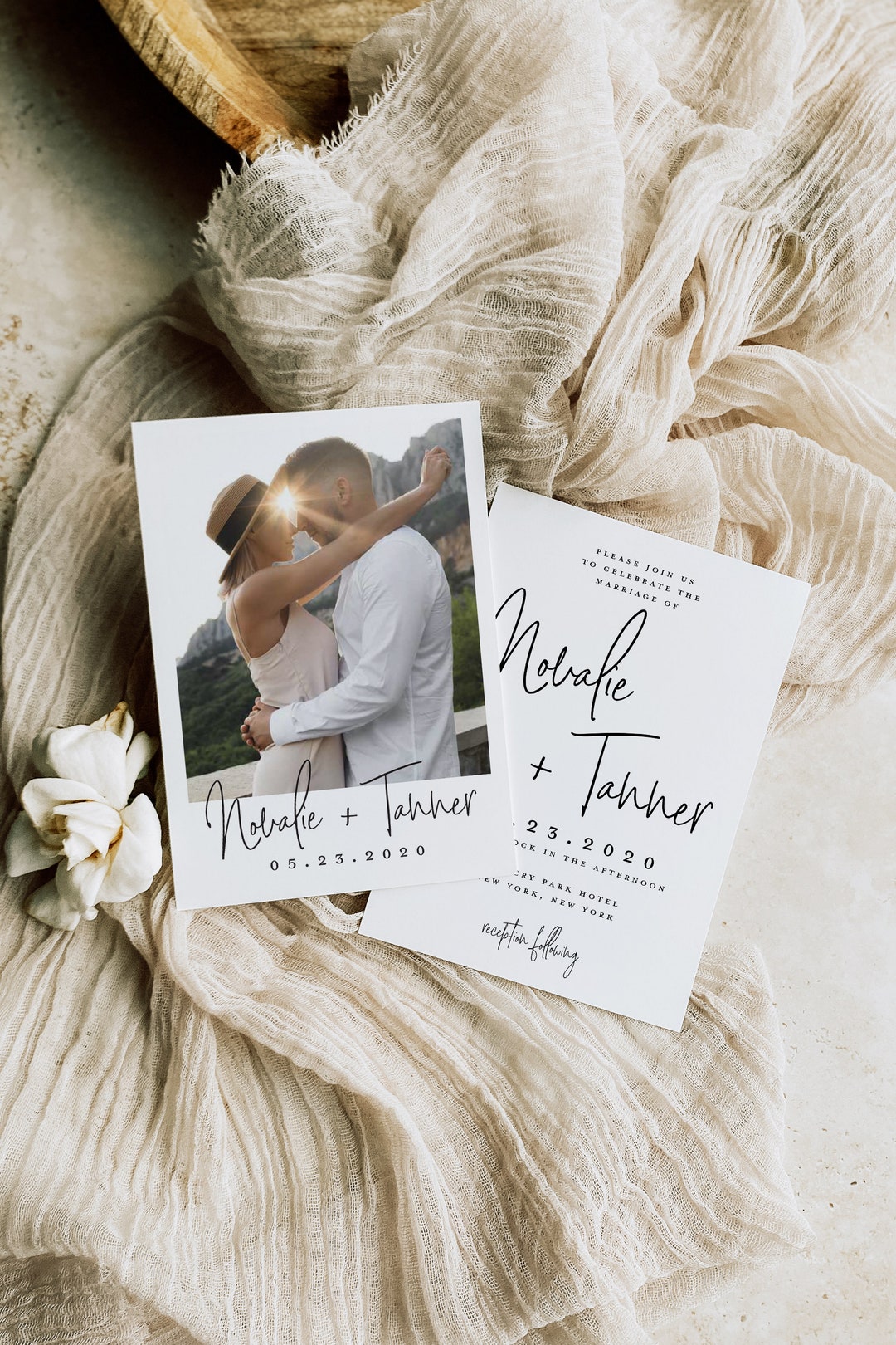 PRINTED Wedding Invitation With Photo, Photo Wedding Invites, Modern ...