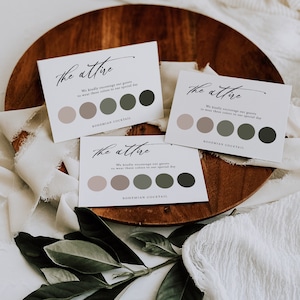 Customized Wedding Guest Color Palette Attire Cards, Printed, Attendee ...