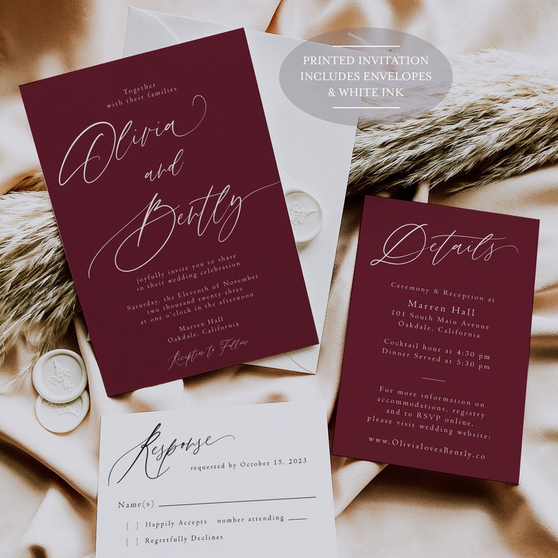 Burgundy Invitation - Etsy