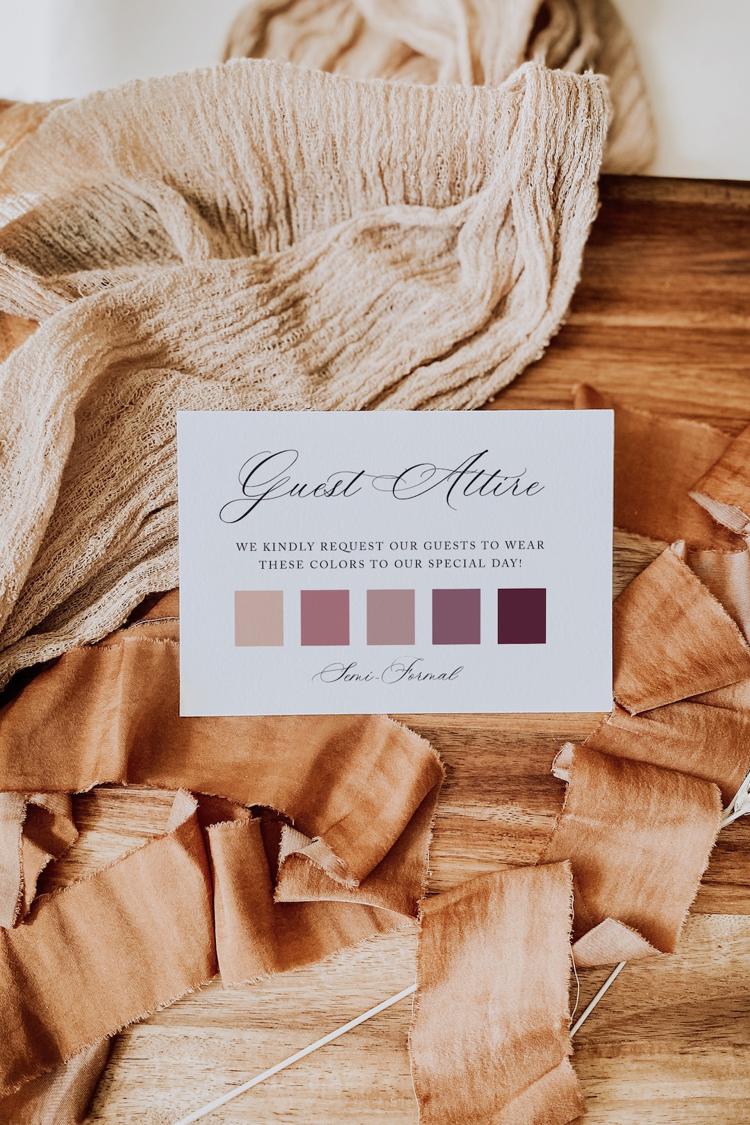 Custom Wedding Guest Attire Color Palette Cards - Etsy