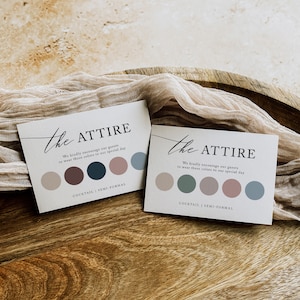 Customized Wedding Guest Color Palette Attire Cards, Printed, Attendee ...