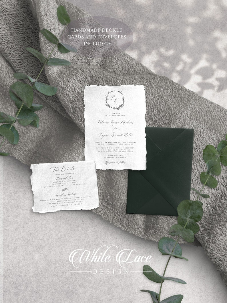 Deckle Edge Wedding Invitation Modern Wedding Invites - Etsy