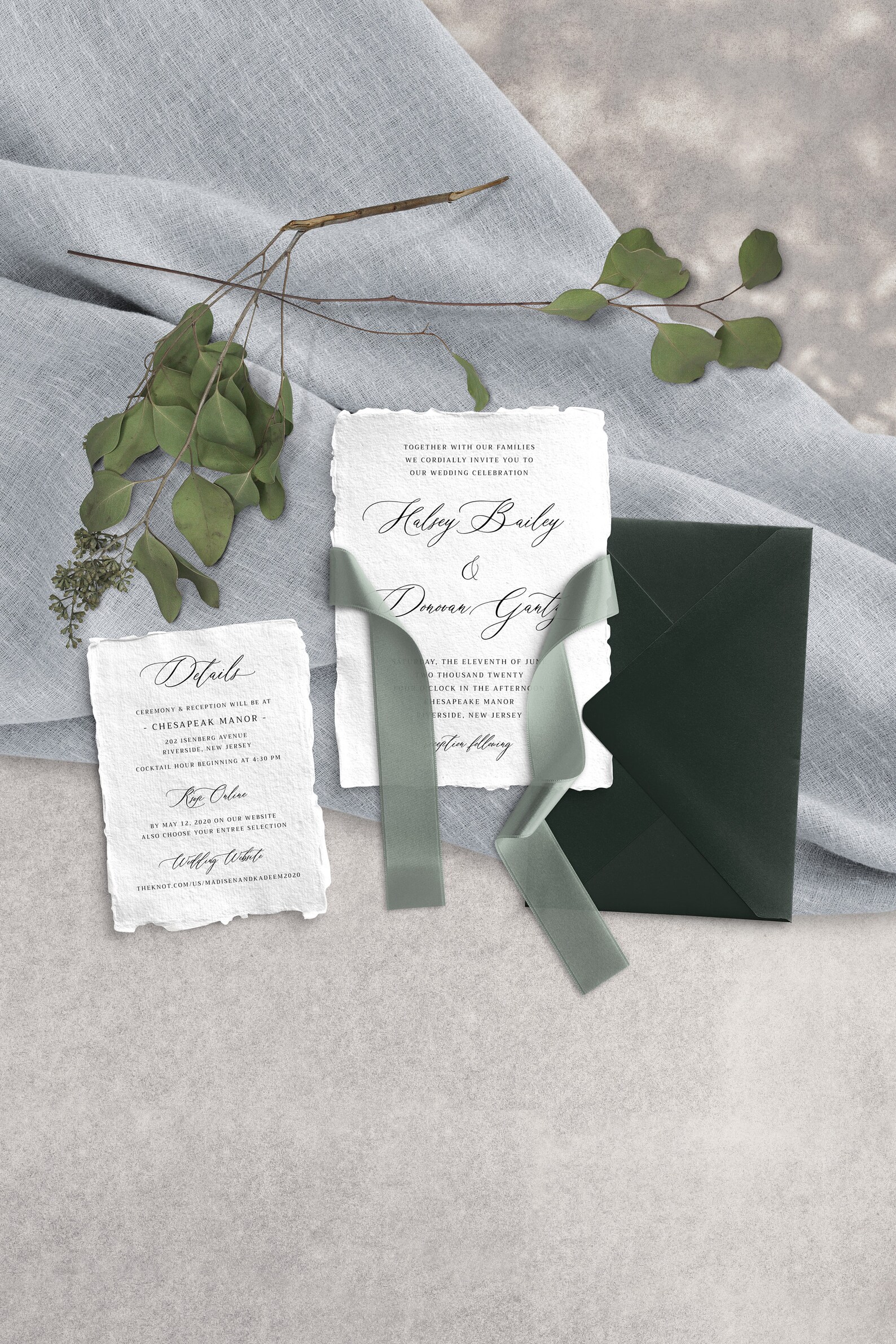 Deckled Edge Wedding Invitation Modern Wedding Invitation | Etsy