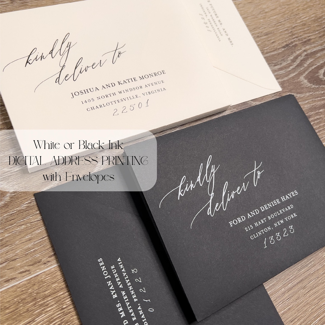 Envelope Address Printing Service, Digital Calligraphy in White or ...