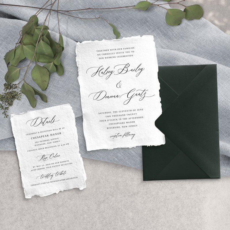 Deckled Edge Wedding Invitation - Etsy