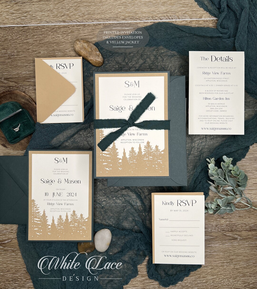 Forest Wedding Invitation Suite, Greenery Invitations, Rustic Twine ...