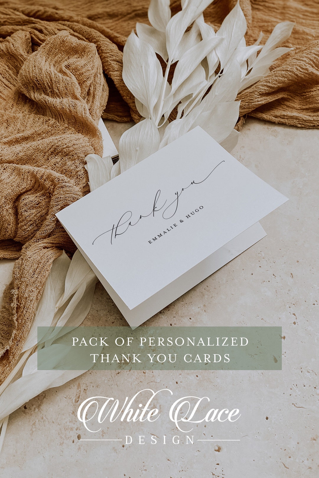 Personalized Thank You Cards: Modern Folded Note Cards With Envelopes ...