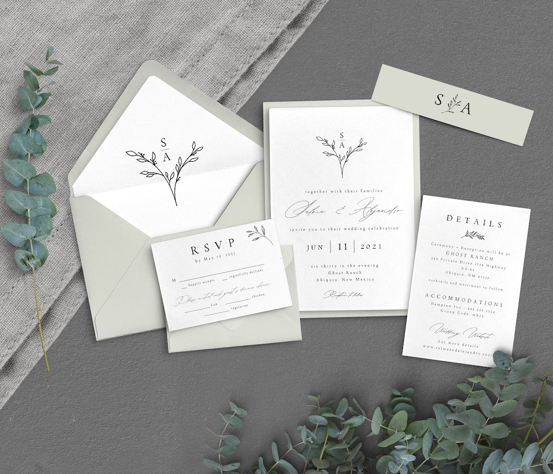 Minimalist Wedding Invitation - Elegant Wedding - Simple Wedding ...