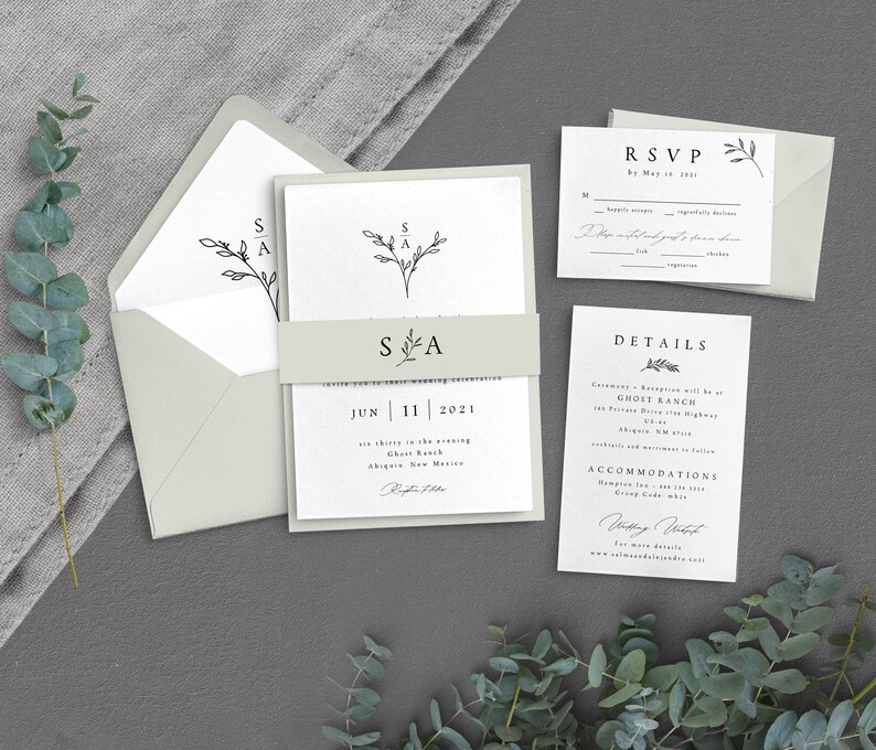 Minimalist Wedding Invitation Elegant Wedding Simple | Etsy