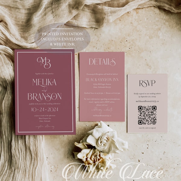 Mauve Wedding Invitation - Etsy