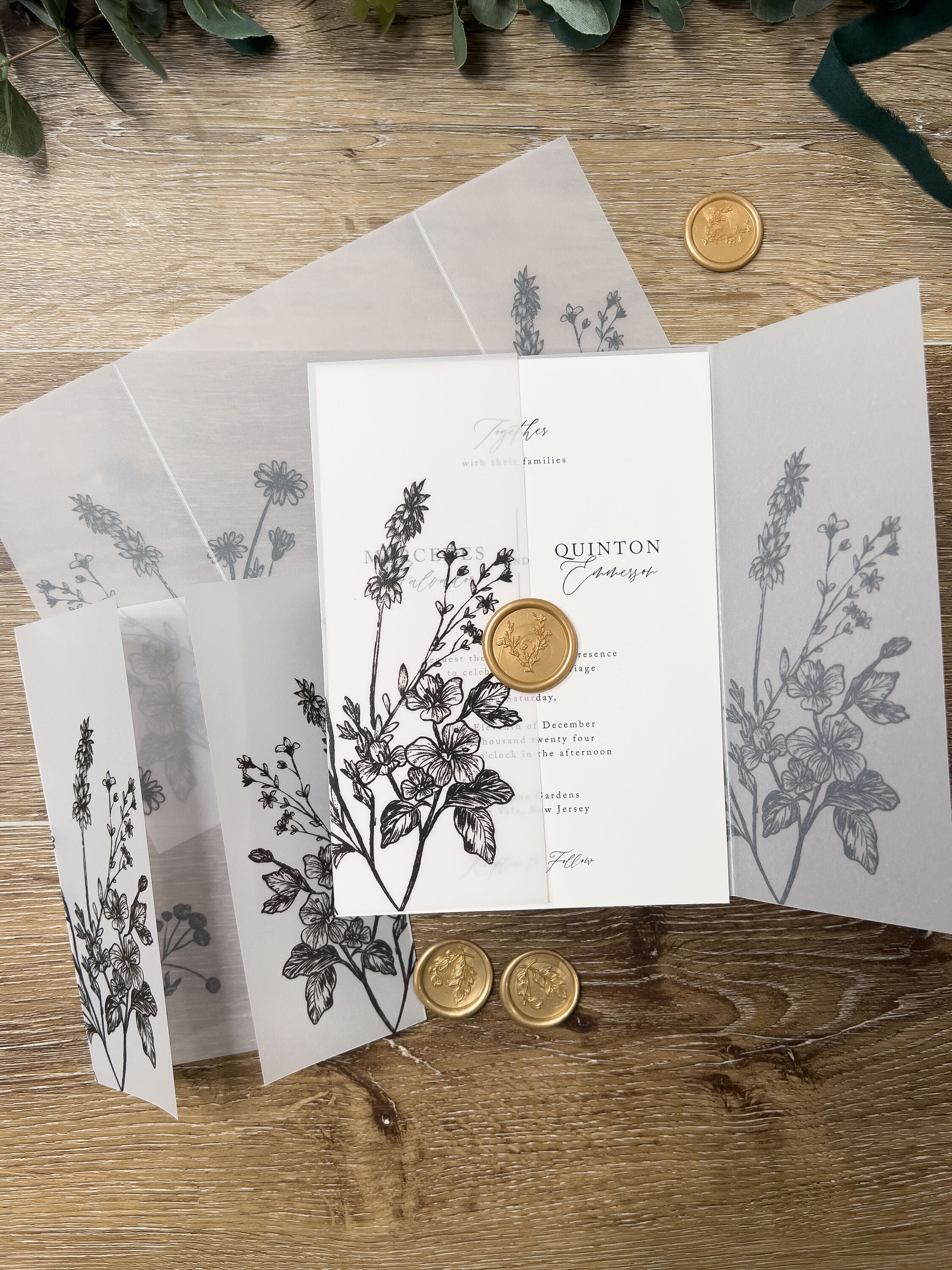 Vellum Wedding Invitation Jacket: Wildflower Print, 5x7 Translucent ...