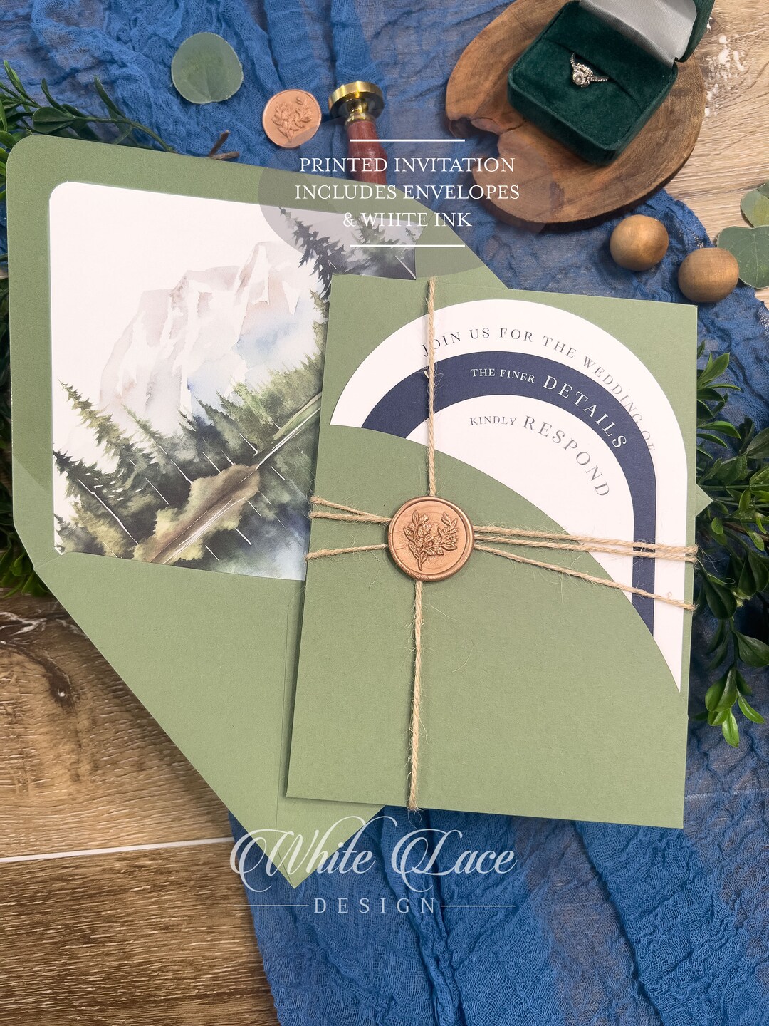 Forest Wedding Arch Invitation Suite W Arch Panel Pocket, Mountain ...