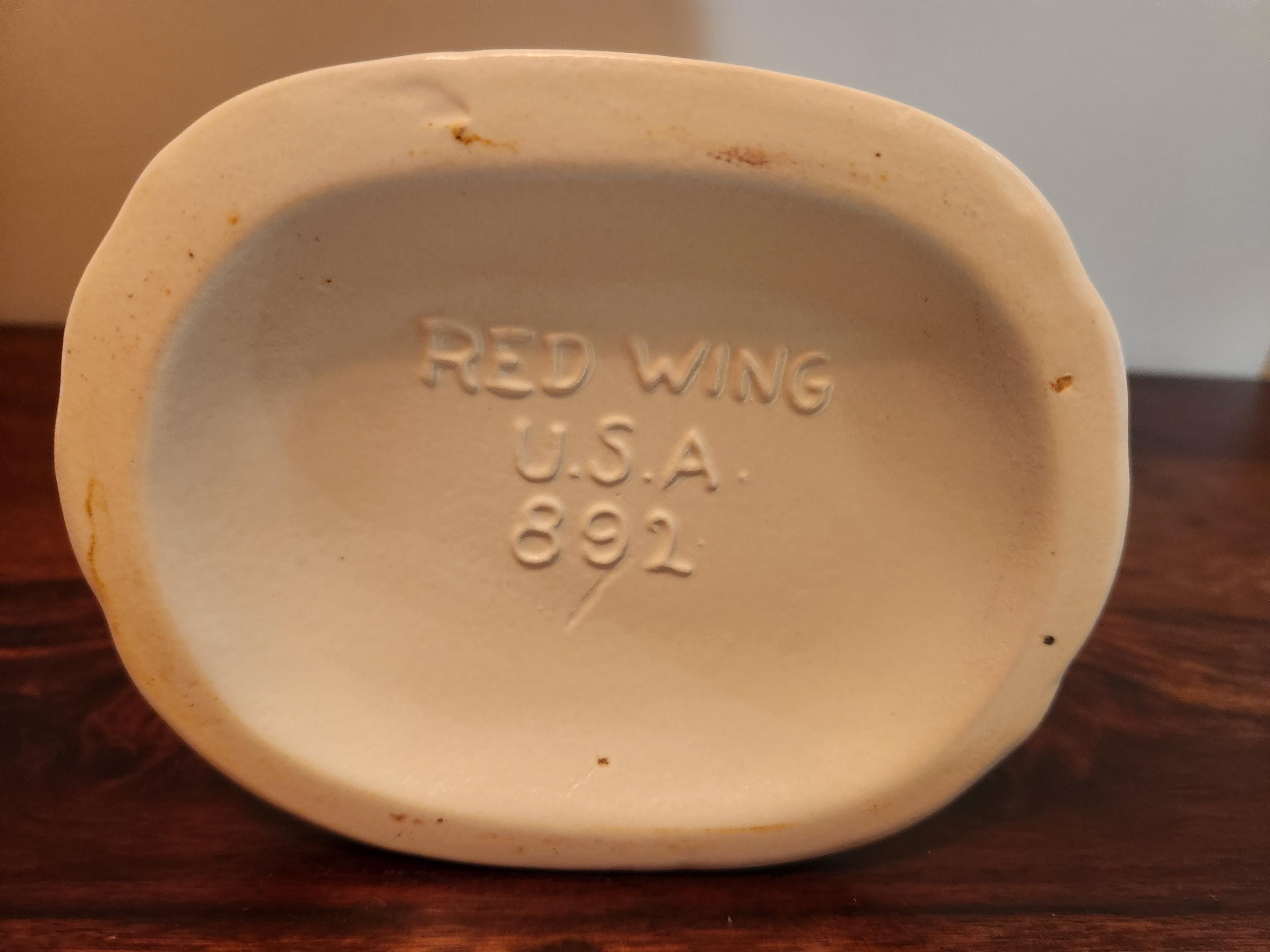 Vintage Red Wing Fan Vase Semi-matte White/green #892 - Etsy