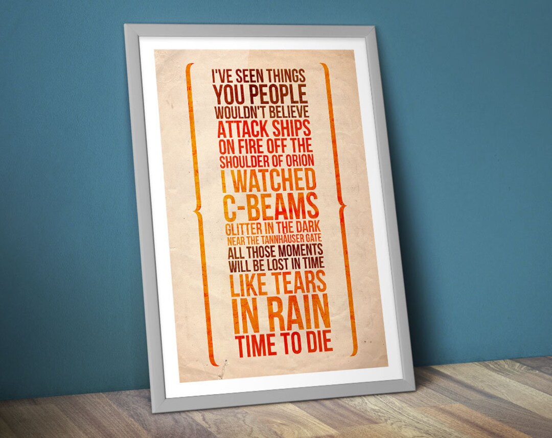 Blade Runner Quote Poster/print [DL] - Time to Die Poster/print - Blade ...