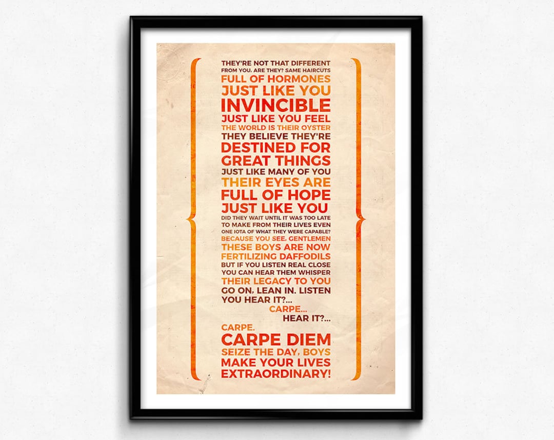 Dead Poets Society Quote Poster/print - Carpe Diem Poster/print - Sieze ...