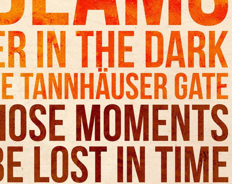 Blade Runner Quote Poster/print [DL] - Time to Die Poster/print - Blade ...