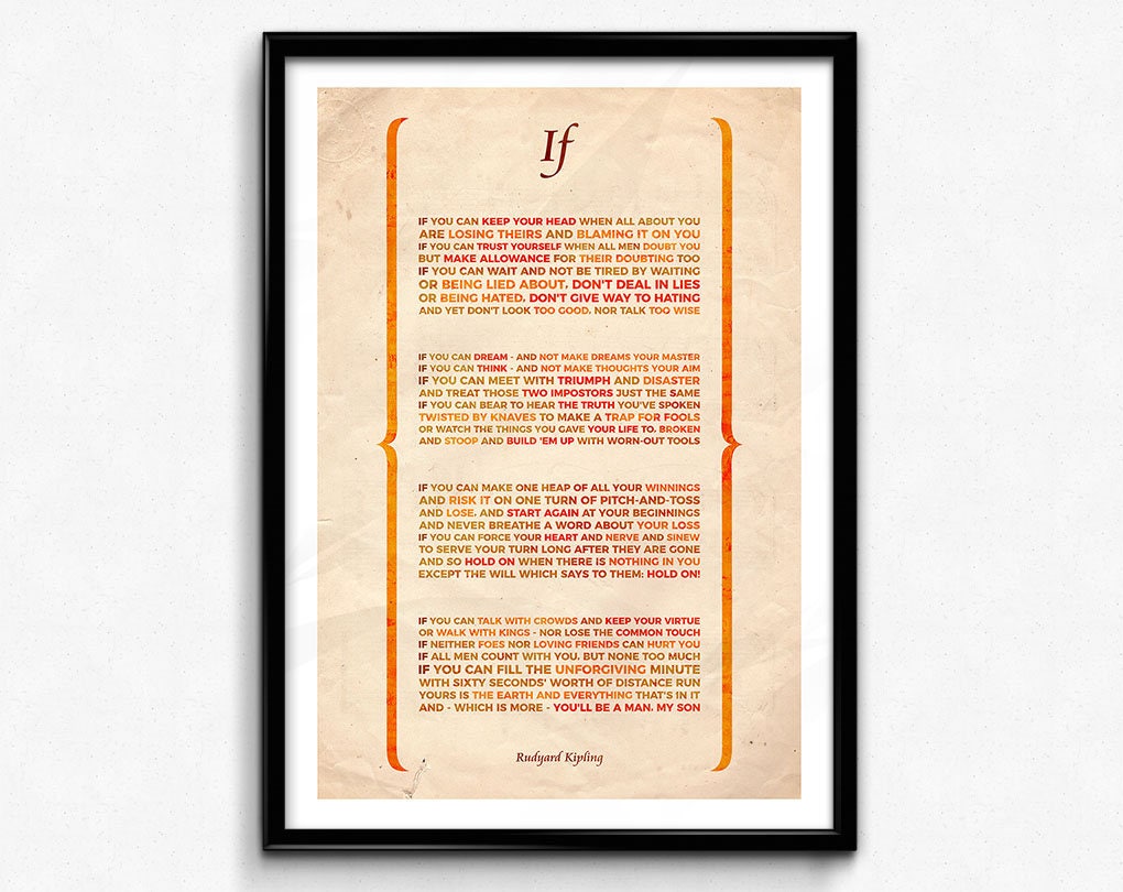 Rudyard Kipling Poster/print If Poster/print Poetry If - Etsy UK