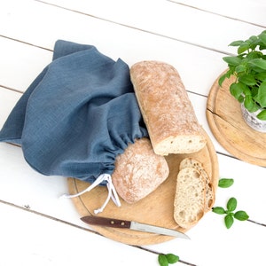 Linen Bread Bag in Blue, White, Black or Other Color, Custom Made ...