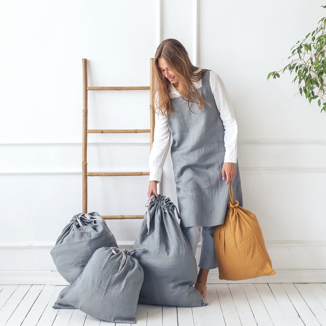 Linen Laundry Bag, Linen Storage Bag, Large Laundry Bag, Tavel Laundry ...