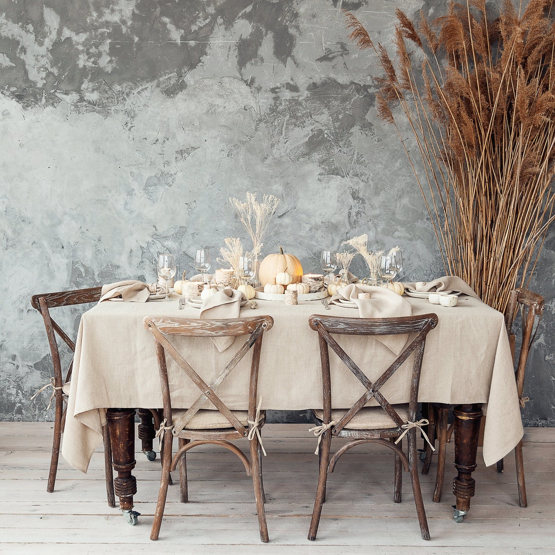 Natural Linen Tablecloth, Soft Handmade Tablecloth, Natural Grey Table ...