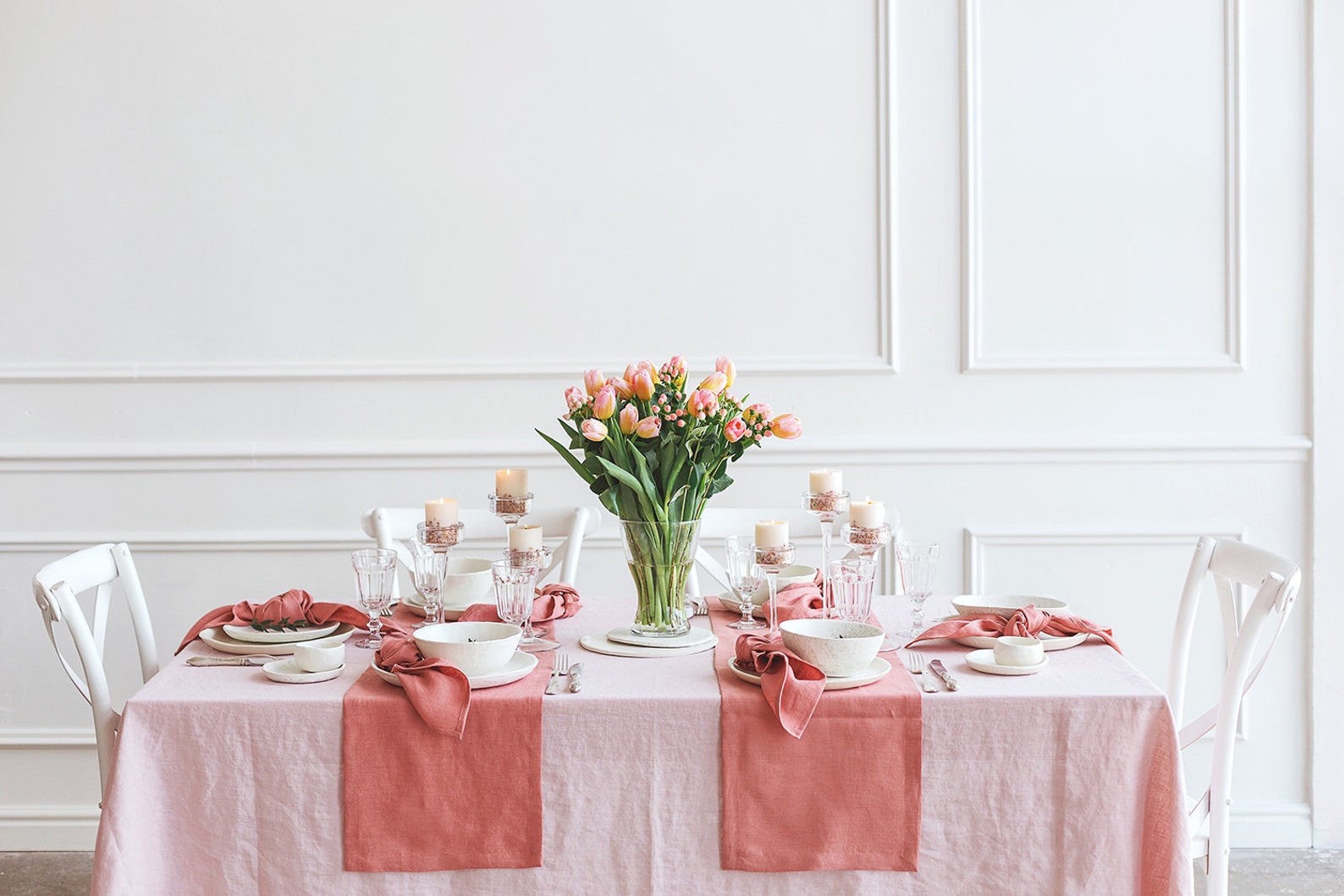 Extra-long Table Runner Handmade of Natural Organic 100% Linen, Wedding ...