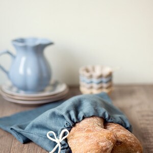 Linen Bread Bag in Blue, White, Black or Other Color, Custom Made ...