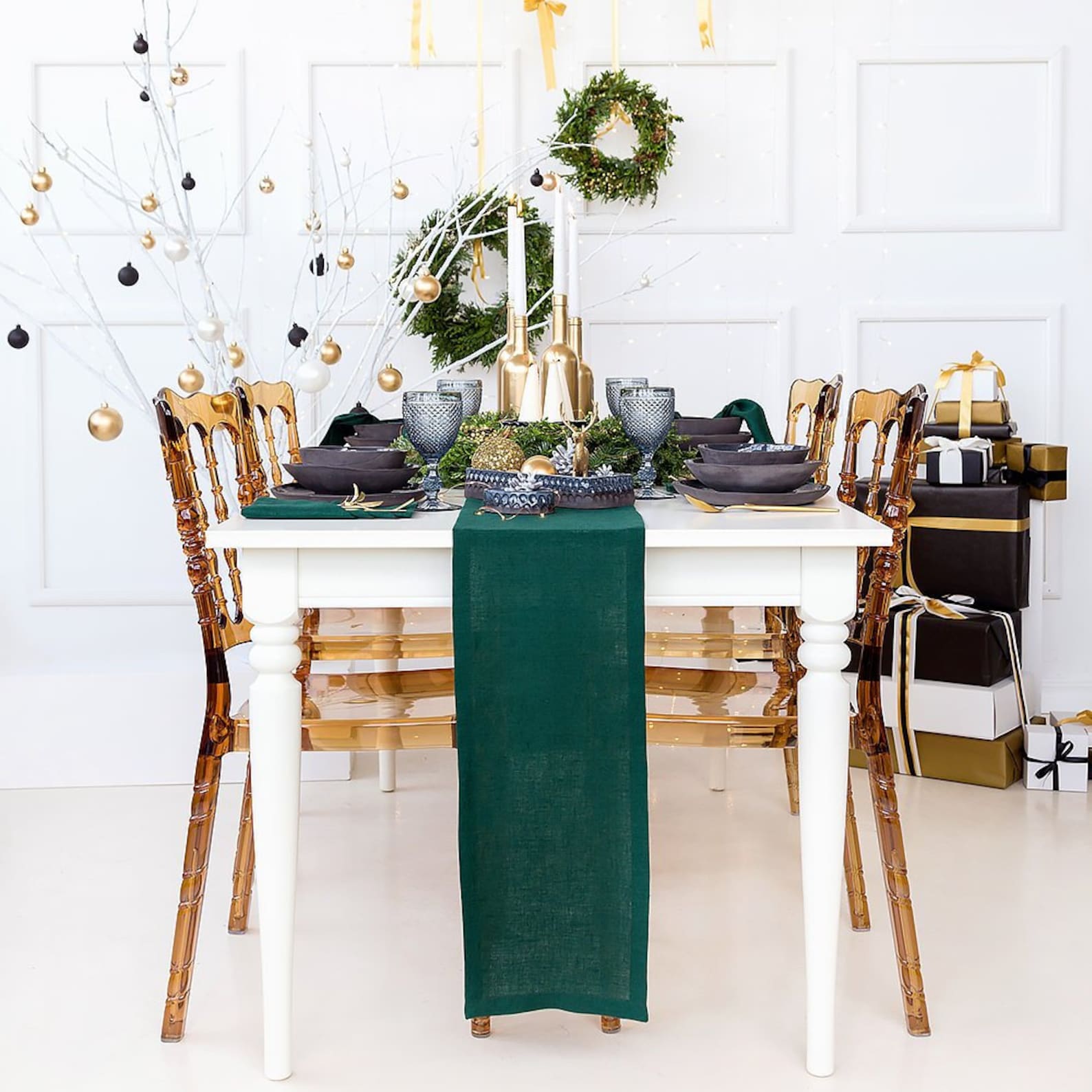 Extra Long Green Table Runner for Holidays Table Setup - Etsy