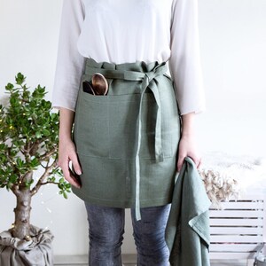 Short Waist Apron, Waitress Apron, Half Apron With Pockets, Unisex ...