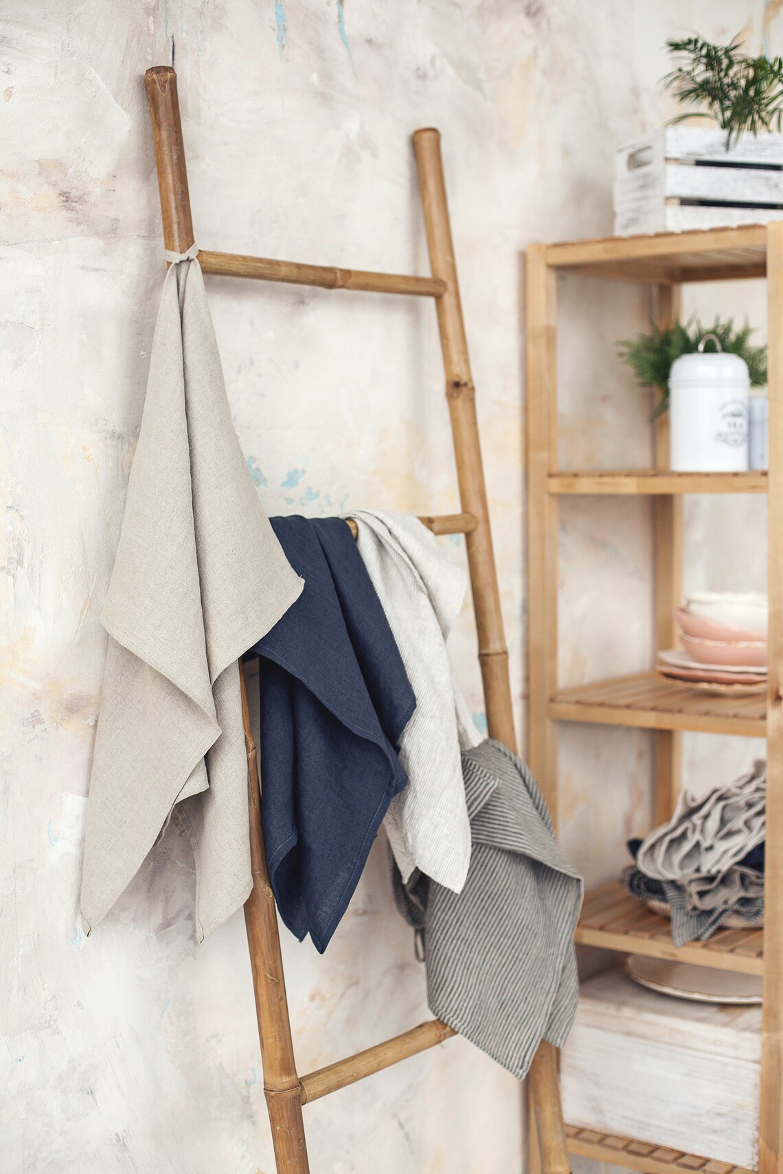 Linen Kitchen Towels Set of 4, Rustic Tea Towels for a Country ...