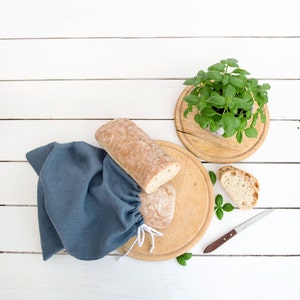Linen Bread Bag in Blue, White, Black or Other Color, Custom Made ...