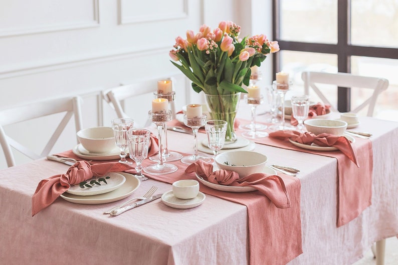 Extra-long Table Runner Handmade of Natural Organic 100% Linen, Wedding ...