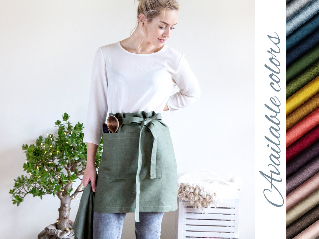 Short Waist Apron, Waitress Apron, Half Apron With Pockets, Unisex ...