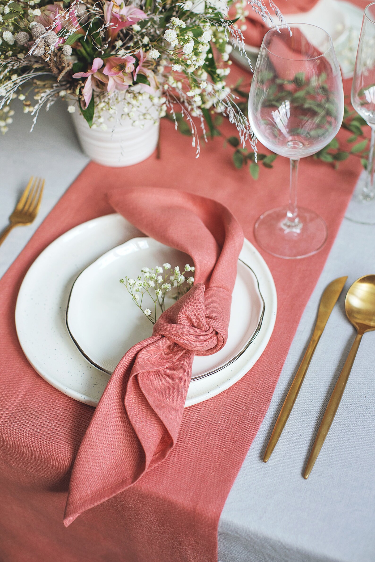 Extra-long Table Runner Handmade of Natural Organic 100% Linen, Wedding ...