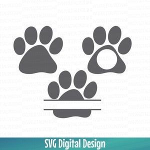 SVG Paw Print Cut Files, Monogram Frames and Silhouette Clipart Cutting ...