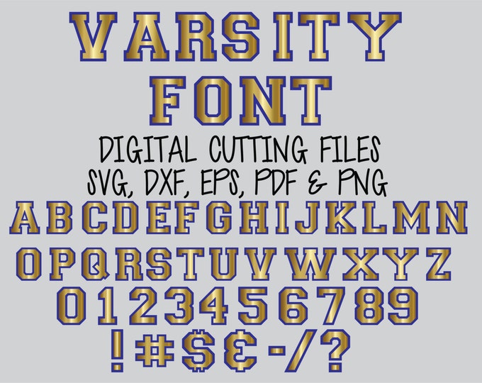 Svg SPORTS VARSITY FONT Layered Digital Cutting Files Svg Alphabet Cut ...