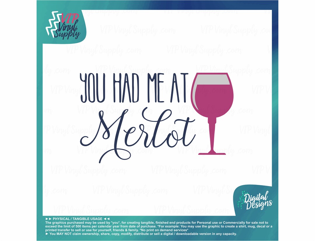 Wine Svg Wine Glass Svg Wine Quote Svg You Had Me at Merlot - Etsy