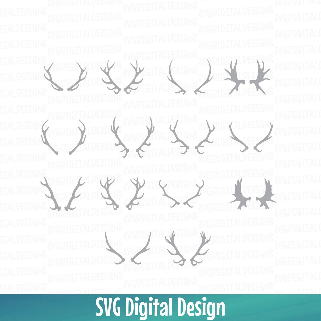 Antler SVG Bundle, 14 Deer Rack Cut Files for Silhouette, Cricut and ...