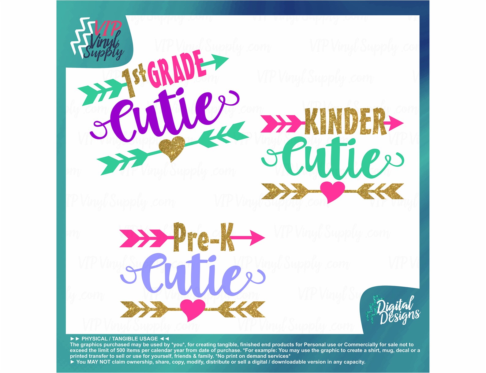 Girls SVG School Cutie Bundle Pre-K Kindergarten First Grade | Etsy