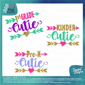 Girls SVG School Cutie Bundle Pre-K Kindergarten First Grade | Etsy